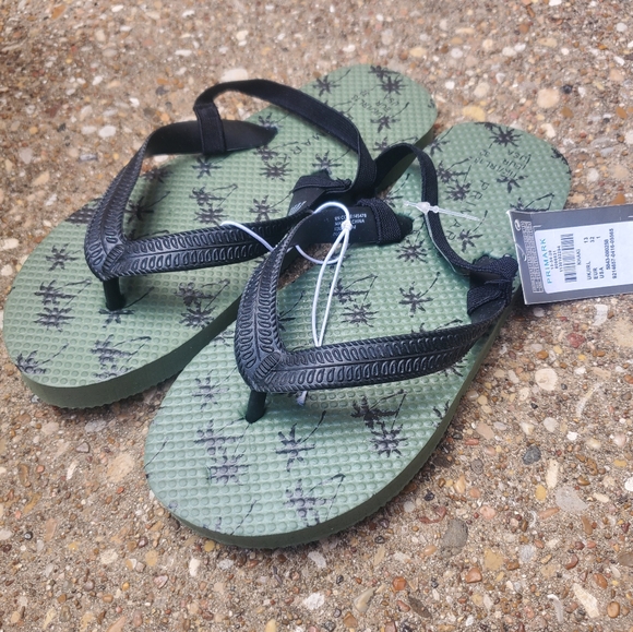 Primark | Shoes | Primark Olive Green Palm Trees Flip Flops Slingback ...